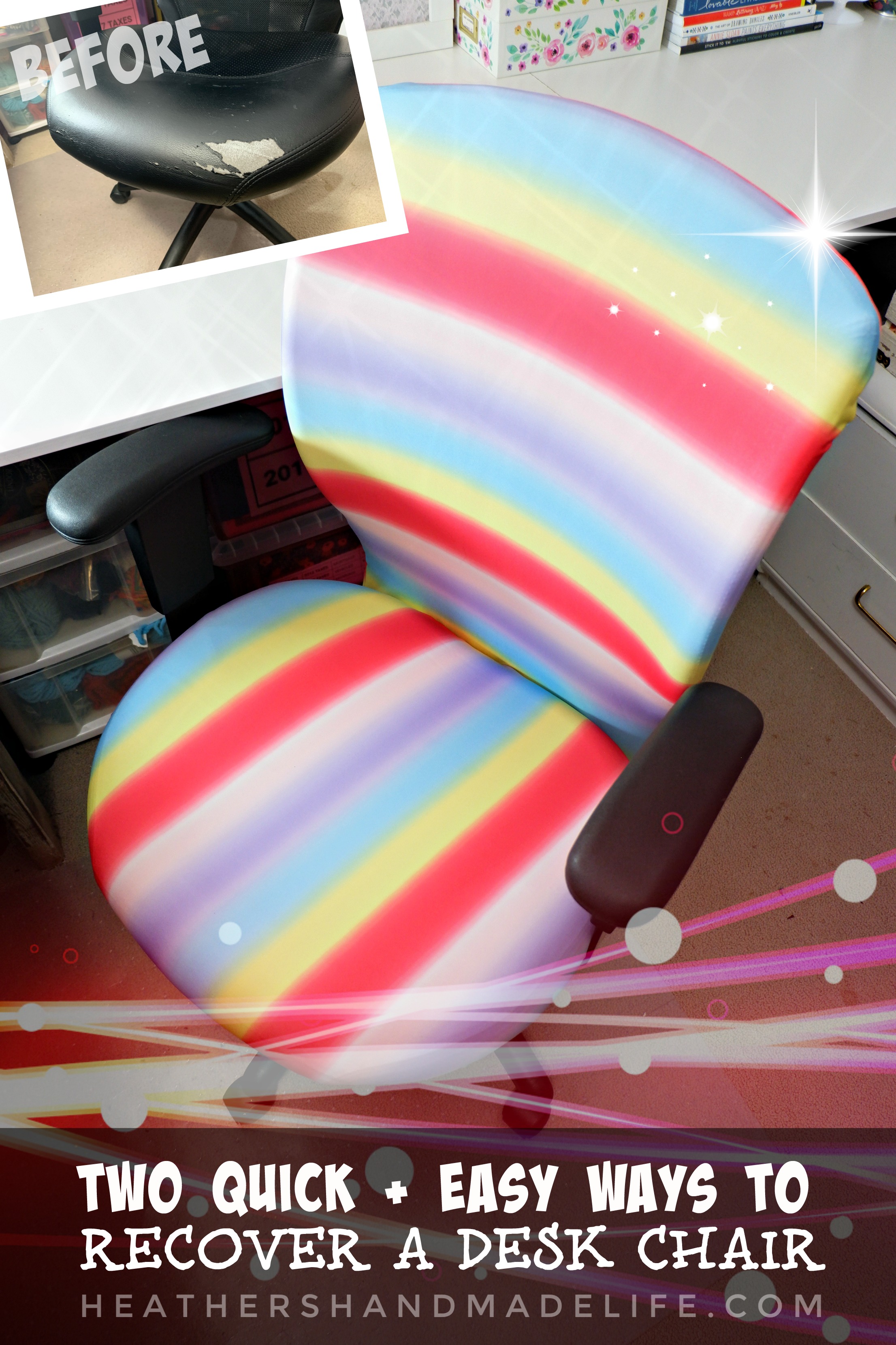 Two ways to recover a desk chair – Heather's Handmade Life