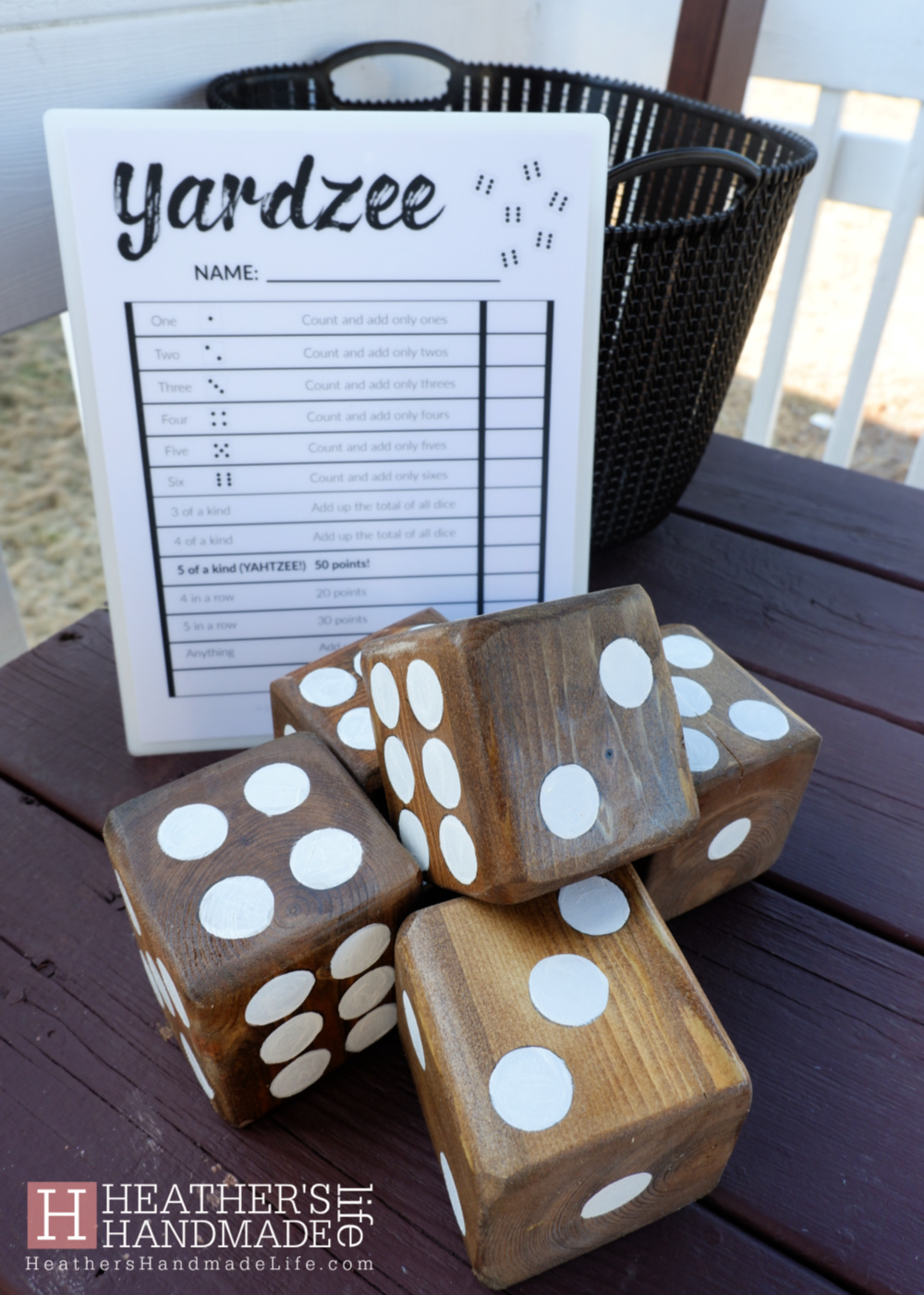 Yardzee! DIY Yahtzee for the yard – Heather's Handmade Life